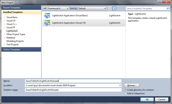 Because's Azure Tables for LightSwitch - Visual Studio Marketplace